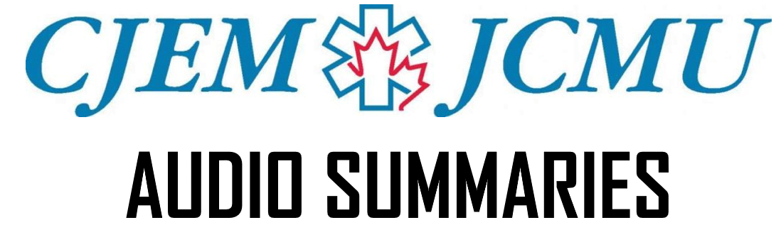 CJEM March 2020 Audio Summary Podcast – substance use disorder, ER ...